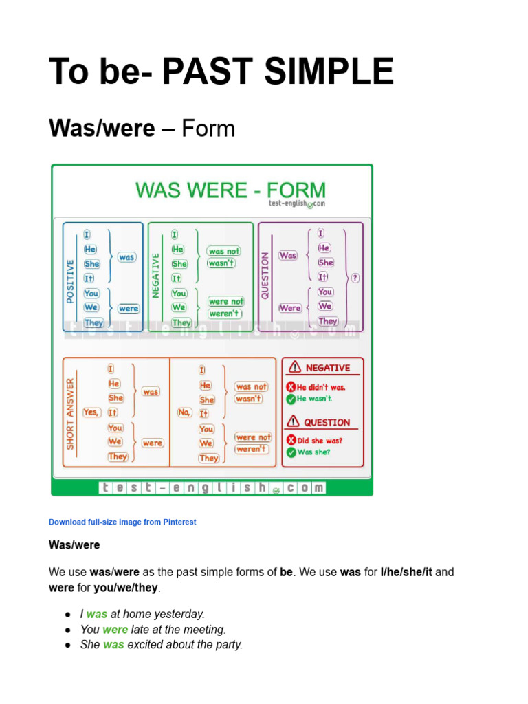 to Be- Past simple | PDF