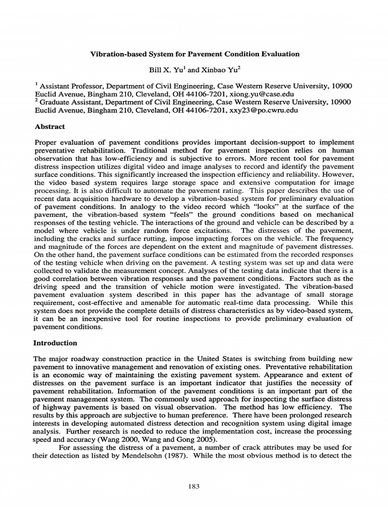 Vibration Based System For Pavement Condition Evaluation | PDF