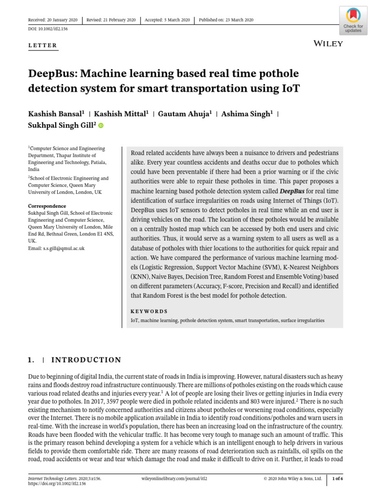 Deepbus Machine Learning Based Real Time Pothole Detection System For