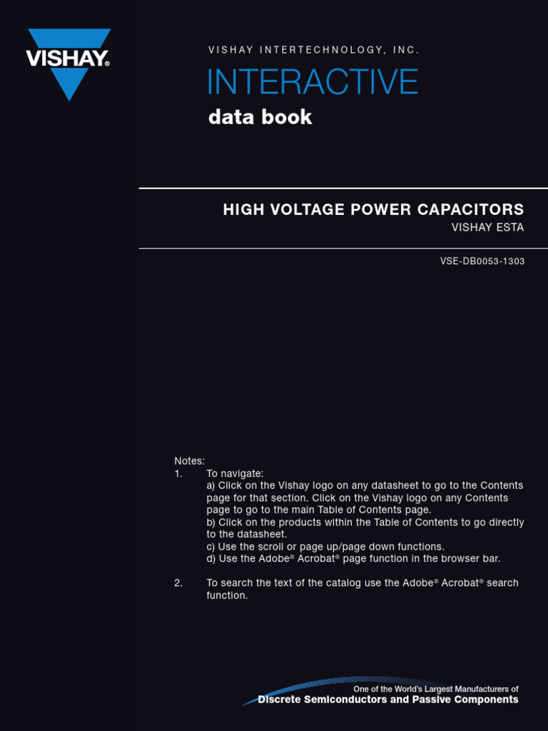 VSE-DB0053-1303 High Voltage Power Capacitors_INTERACTIVE | PDF | Capacitor | Rectifier