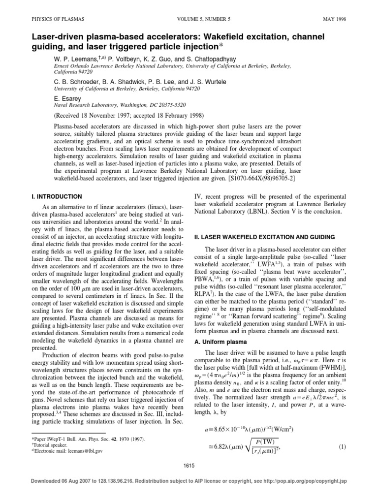 Laser-Driven Plasma-Based Accelerators: Wakefield Excitation, Channel Guiding, and Laser ...