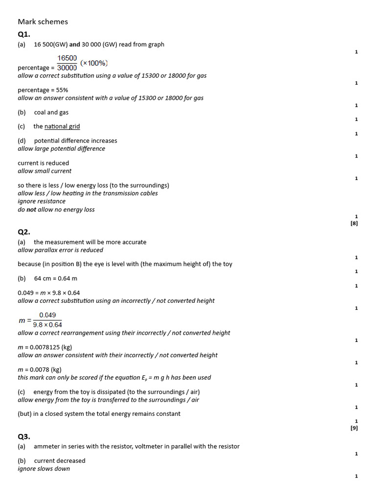 Y10 Combined Higher Physics Mock Exam - MS | PDF | Physical Phenomena ...
