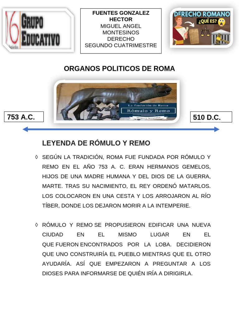 Organos Politicos de Roma. | PDF | Roma antigua | Romulus y Remus