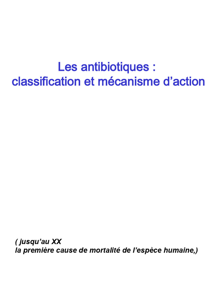 Classification et mécanismes des antibiotiques | PDF | Pénicilline ...