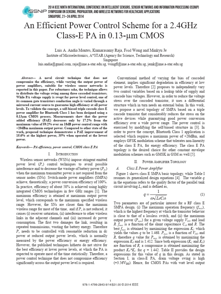 Efficient Power Control in CMOS PA | PDF | Transistor | Field Effect ...