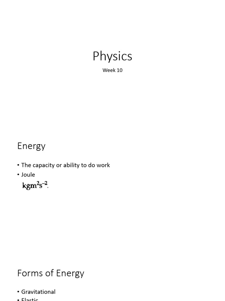 Physics Week 10 - Energy | PDF