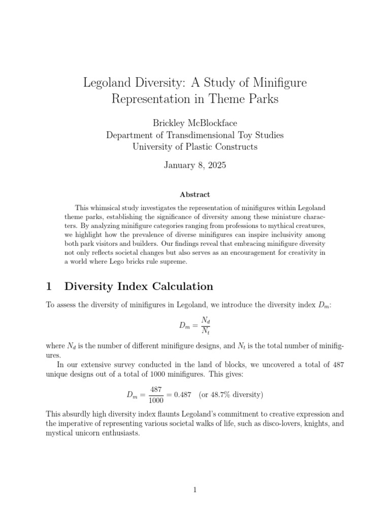 Legoland Diversity: A Study of Minifigure Representation in Theme Parks ...