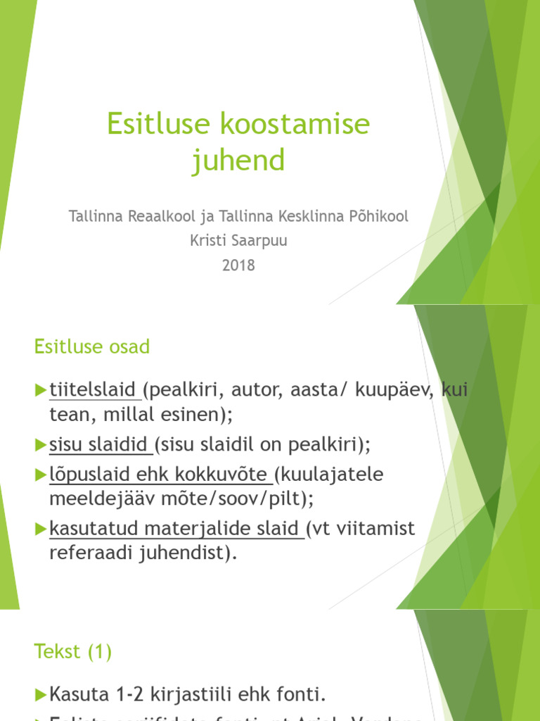 Esitluse Koostamine | PDF