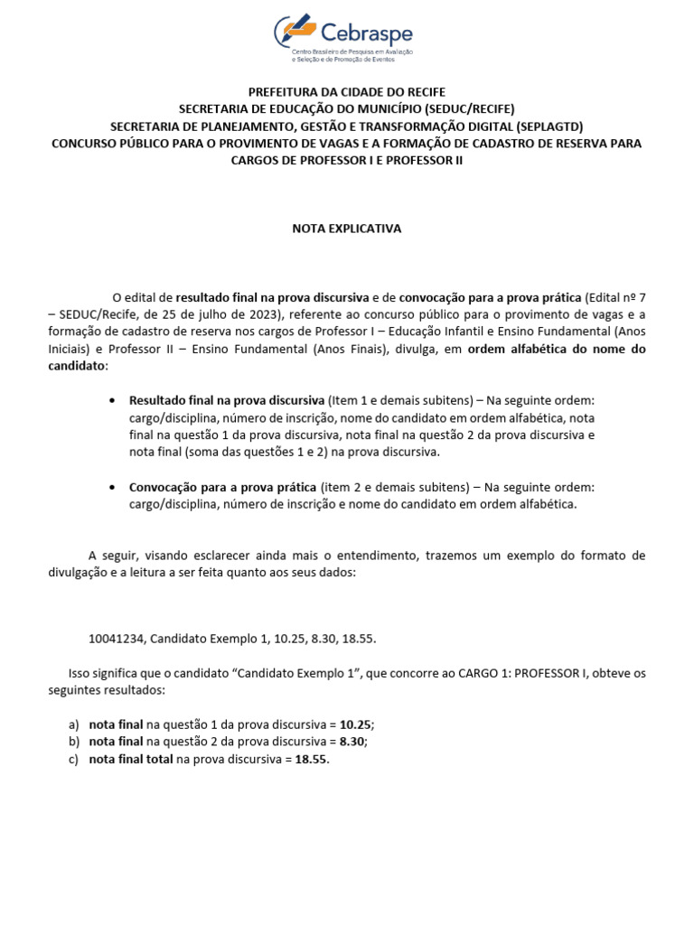 SEDUC_RECIFE_NOTA_EXPLICATIVA_EDITAL_7 | PDF