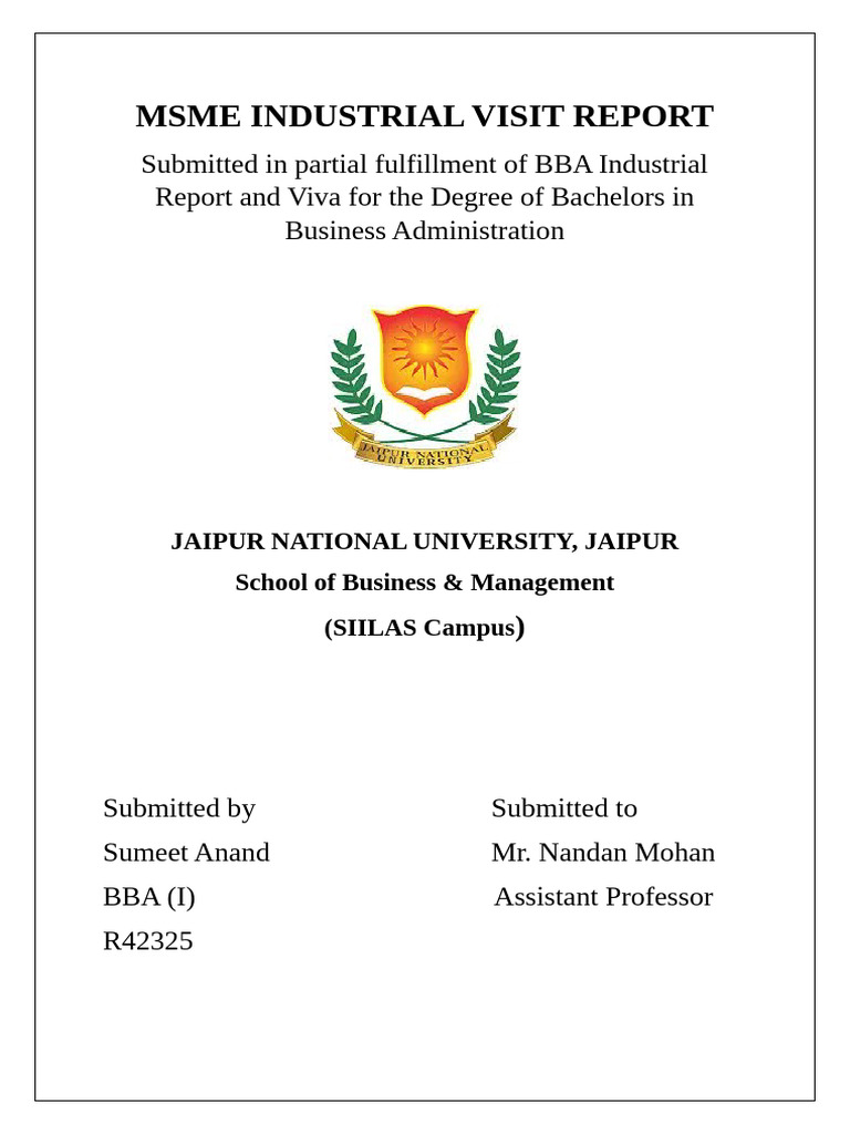 Msme Industrial Visit Report | PDF | Textiles | Goal