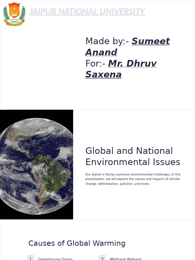 Sumit's Environment Presentation | PDF | Climate Change | Habitat ...