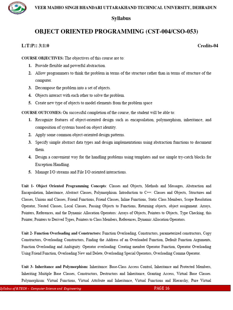 oops syllabus | PDF | Class (Computer Programming) | C++ oops syllabus | PDF | Class (Computer Programming) | C++