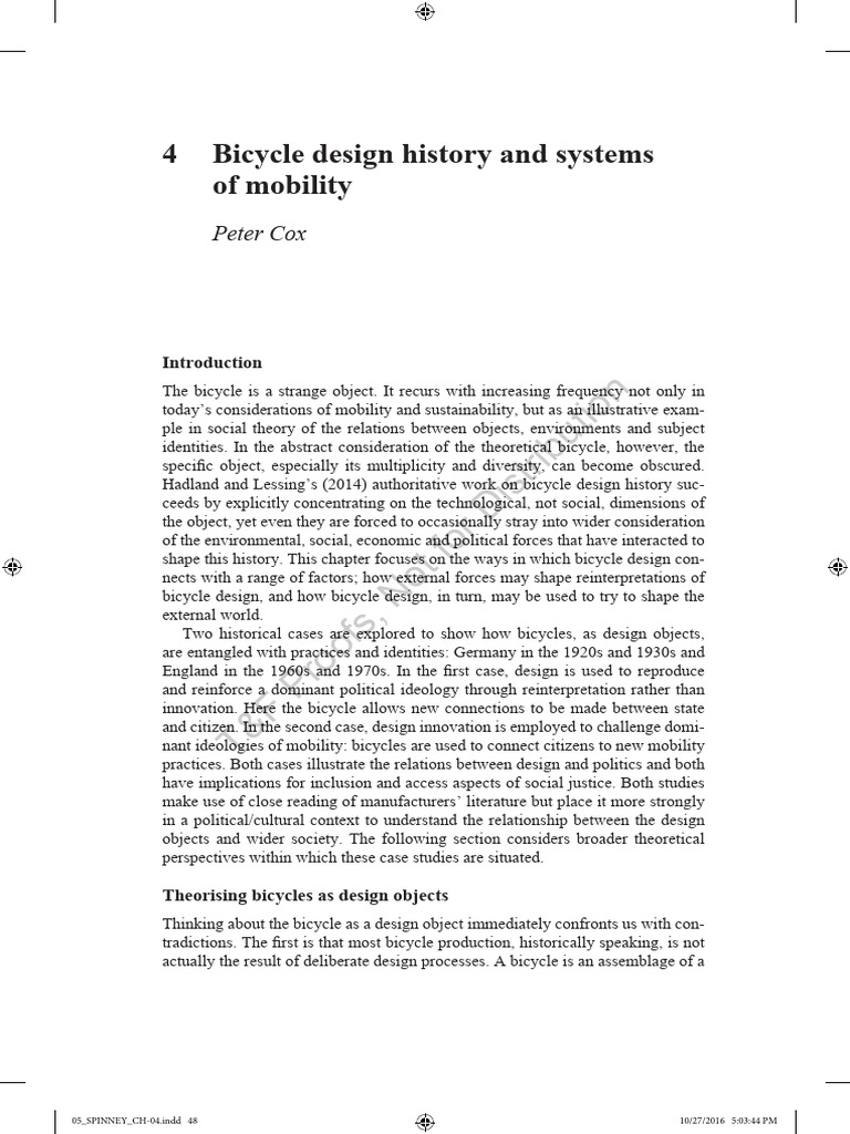 Bicycle Design History and Systems of Mobility | PDF