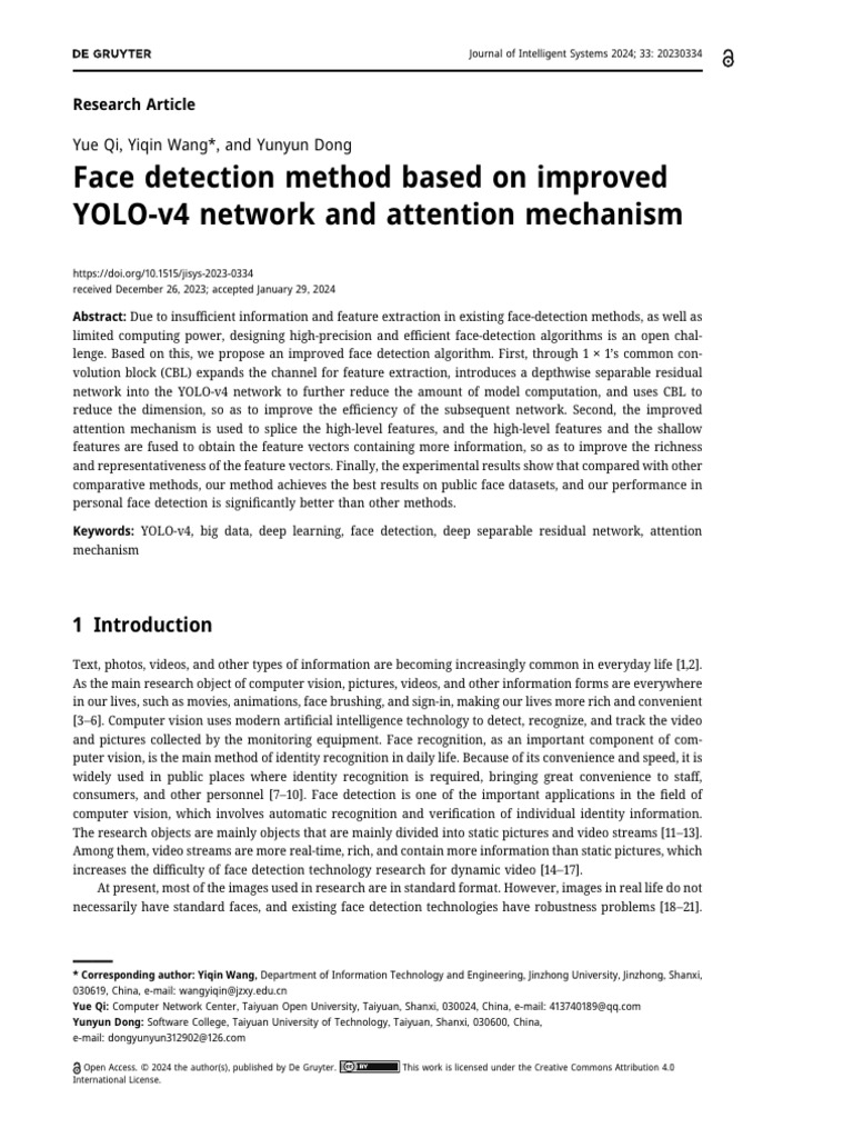 Face Detection Method Based On Improved YOLO-v4 Ne | PDF | Deep ...