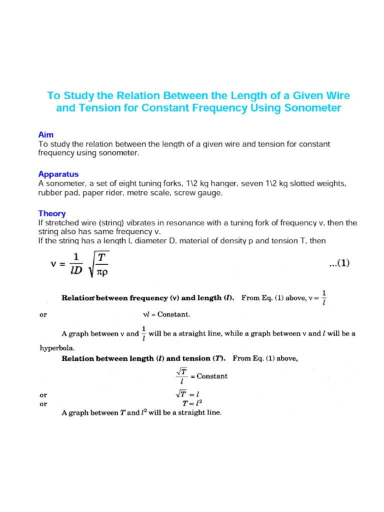 Sonometer Experiment | PDF
