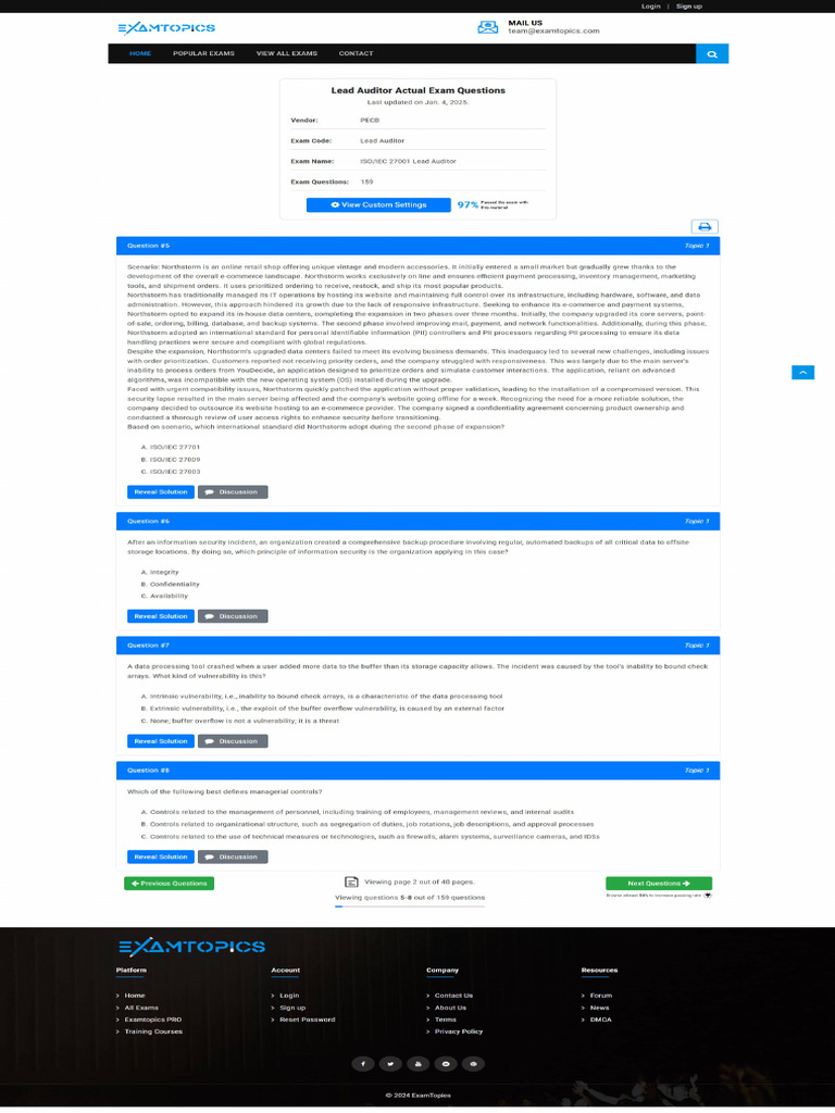 FireShot Capture 026 - Lead Auditor Exam - Free Actual Q&As, Page 2 - ExamTopics | PDF