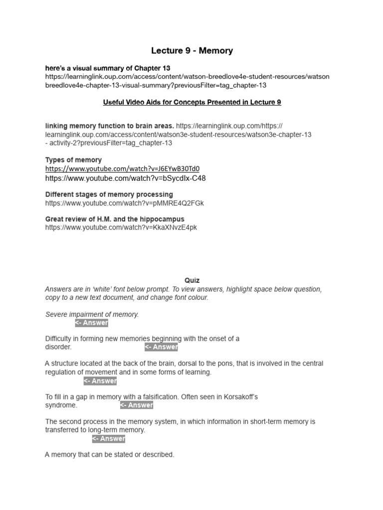 Lecture 9 Study guide-2 - Google Docs | PDF