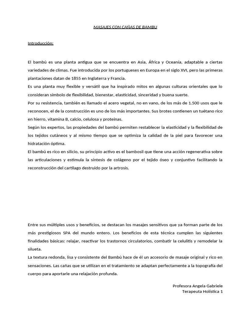 U5 Masaje Con Cañas | PDF | Masaje