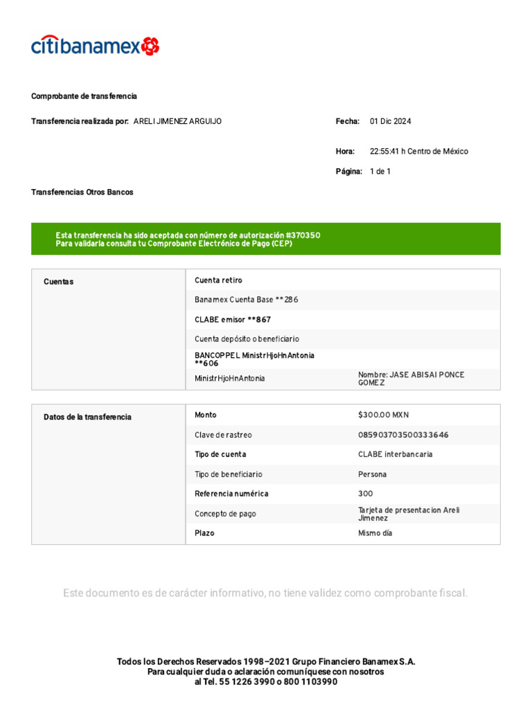 Comprobante Transferencia 01-Dic-2024 22-55-41 h | PDF Comprobante Transferencia 01-Dic-2024 22-55-41 h | PDF