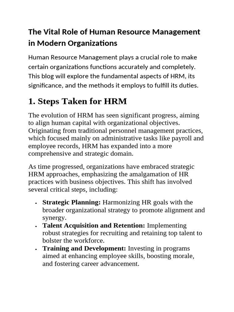 HRM's Impact on Modern Organizations | PDF | Human Resource Management | Organizational Behavior