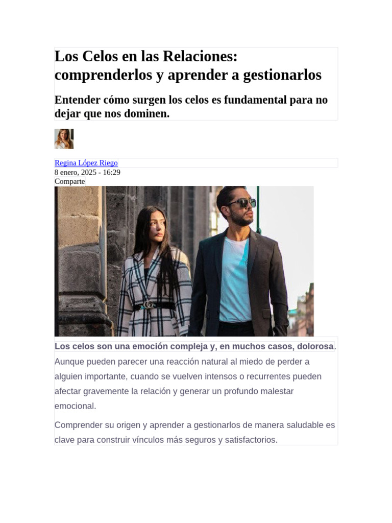 Los Celos en las Relaciones | PDF | Celos | Las emociones