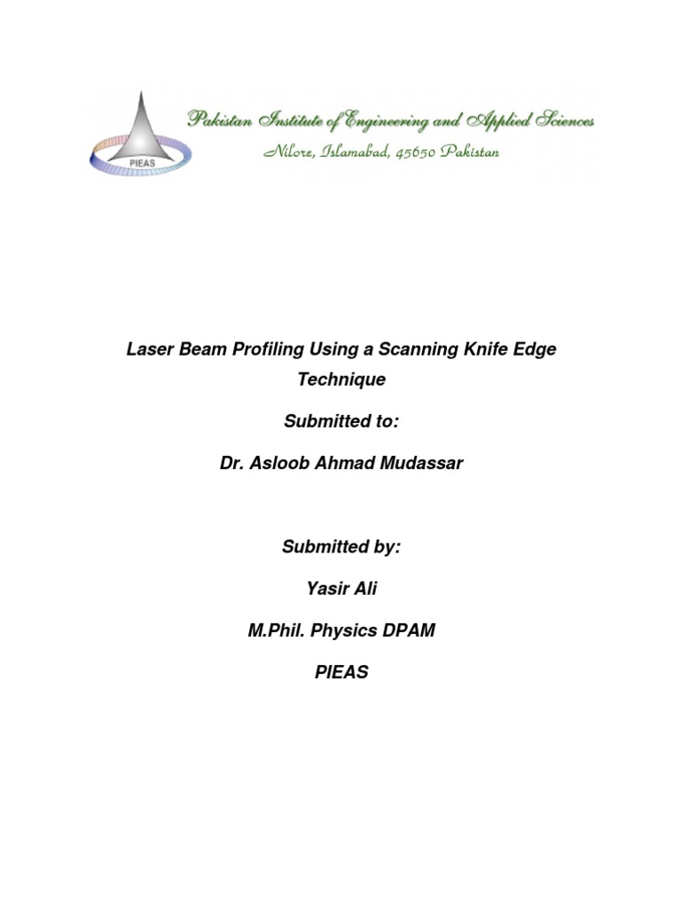Knife Edge Technique For Laser Profiling | PDF | Laser | Atomic