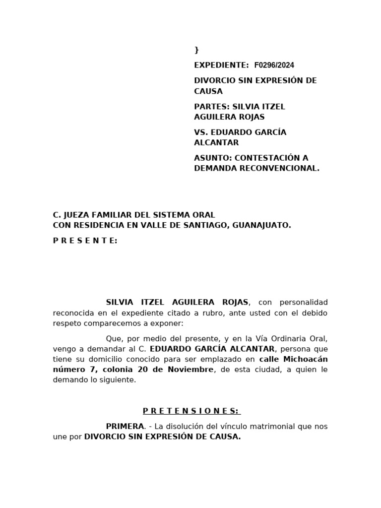 Divorcio Incausado Silvia Itzel Aguilera Rojas Ultima | PDF | Divorcio | Matrimonio