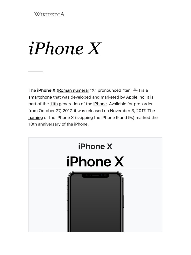 iPhone X - Wikipedia 2 | PDF | I Phone | Ios