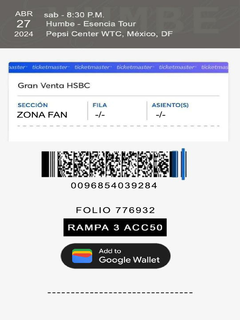 HUMBE CDMX PEPSI CENTER ZONA FAN | PDF