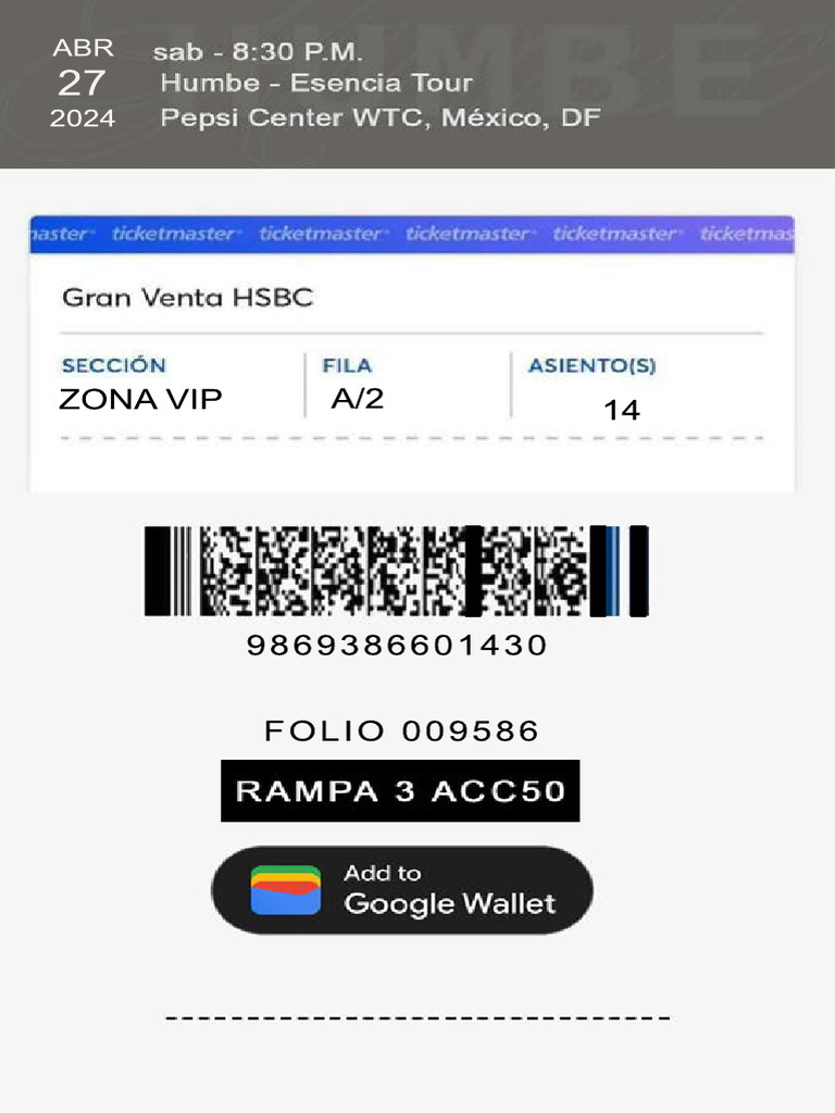 Humbe CDMX Pepsi Center Vip A2 14 | PDF