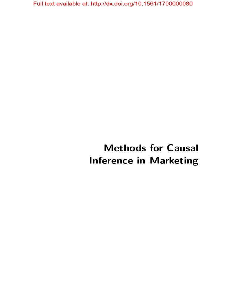 Methods For Causal Inference In Marketingfoundations And Trends In Marketing Pdf Regression