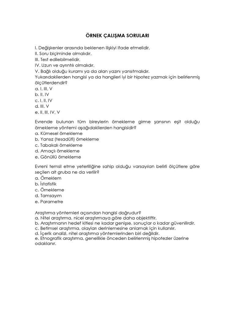 Ornek Calisma Sorulari | PDF