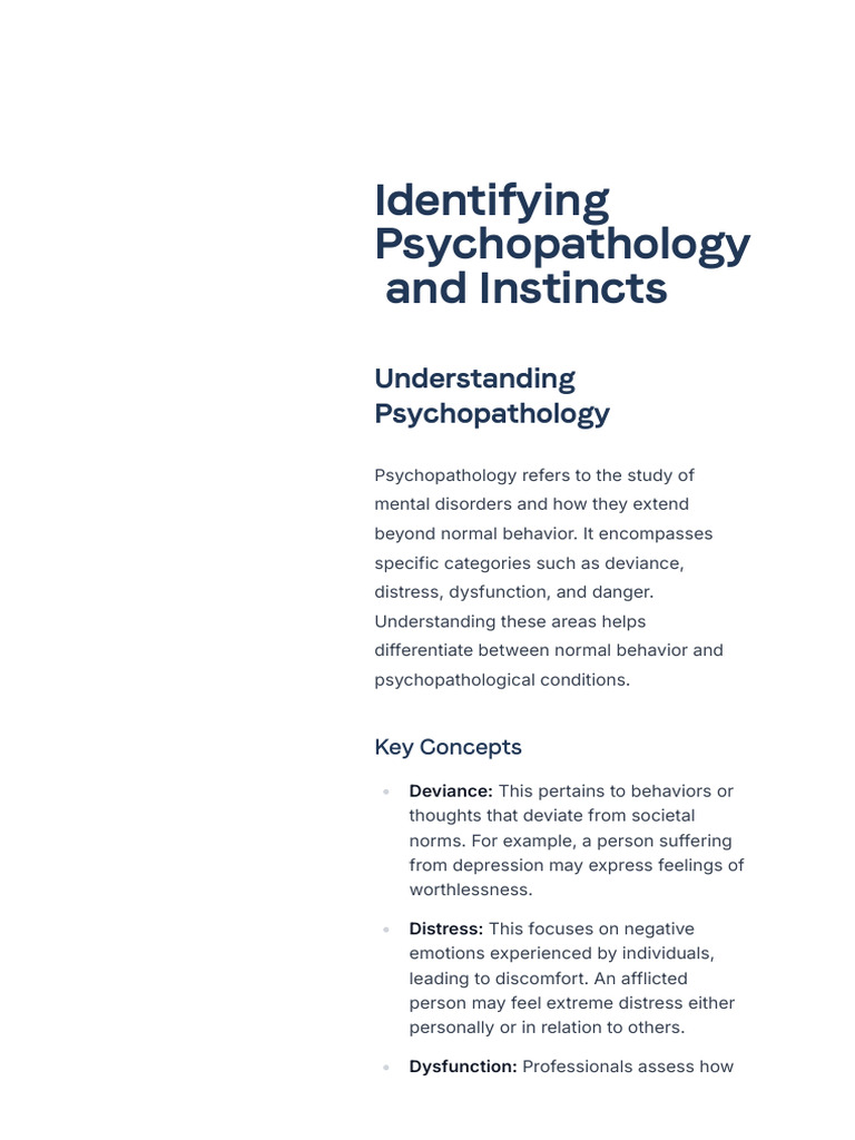 Psychopathology Summary 1 | PDF | Mental Disorder | Psychopathology