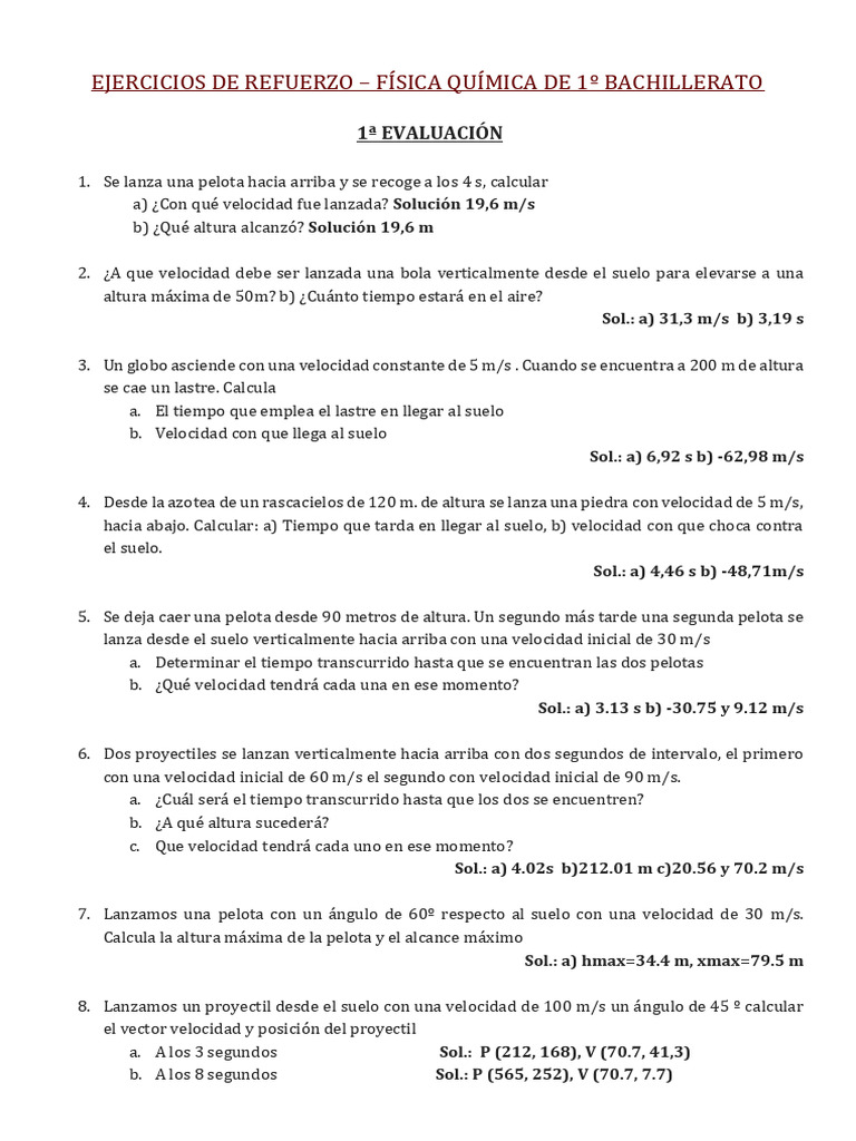 EJERCICIOS DE REFUERZO FQ1 - Eval 1 | PDF | Velocidad | Física