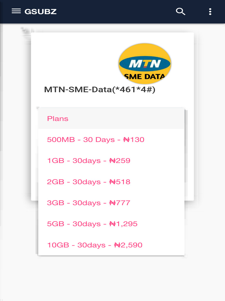 Buy Service MTN SME Data (4614#) | PDF