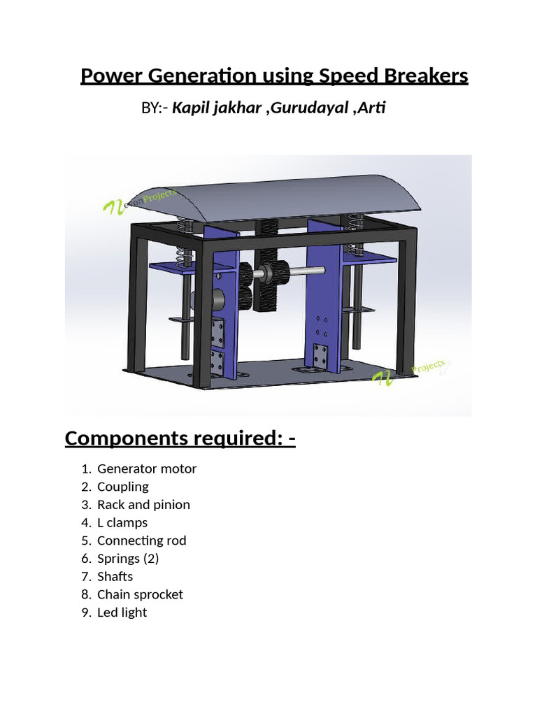 Power Generation Using Speed Breakers-KapilJakhar | PDF