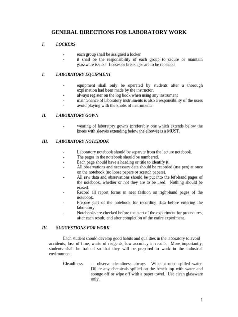 Directions for Laboratory | PDF | Chemistry
