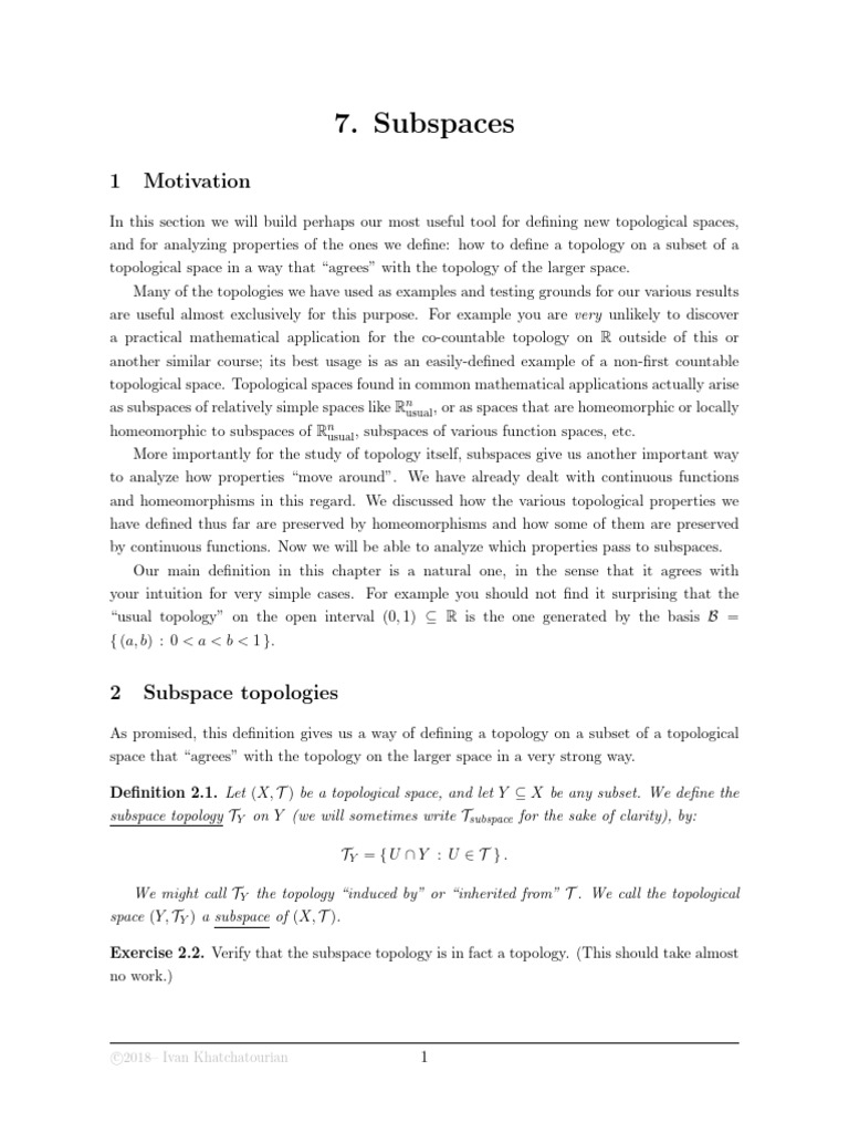 07 Subspaces Pdf Topology Continuous Function