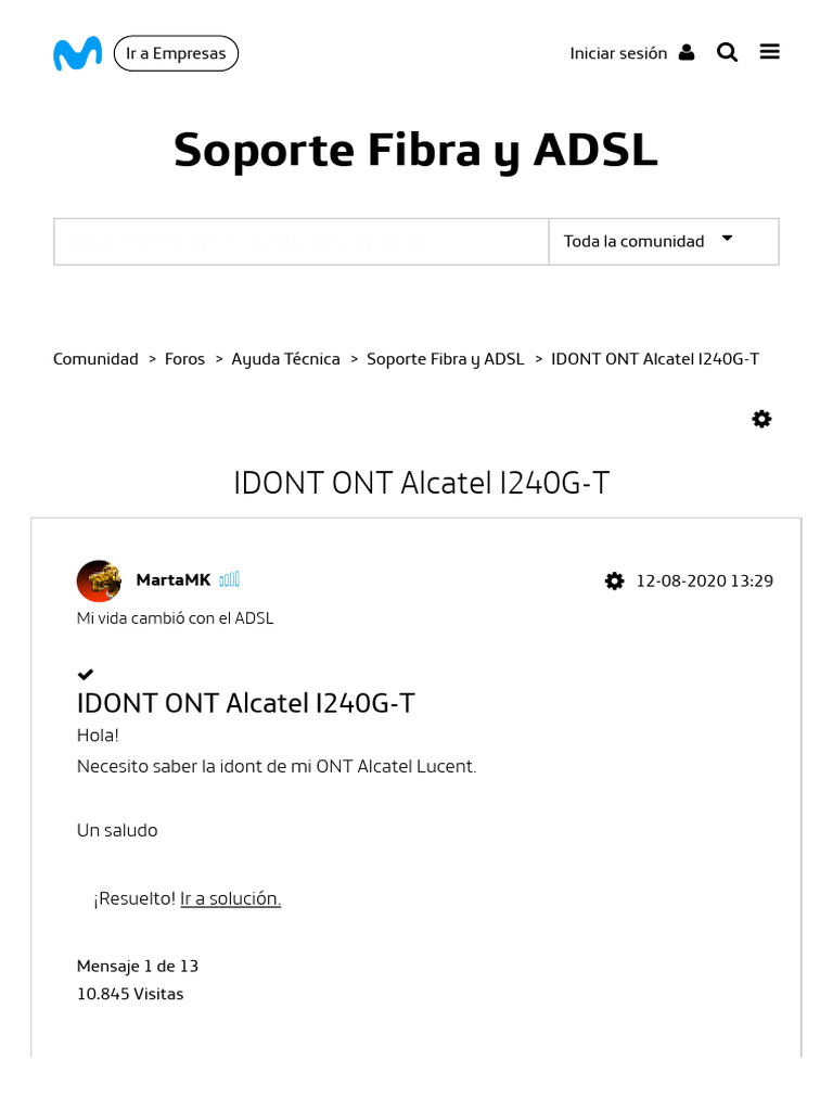Solucionado: IDONT ONT Alcatel I240G-T - Comunidad Movistar | PDF ...