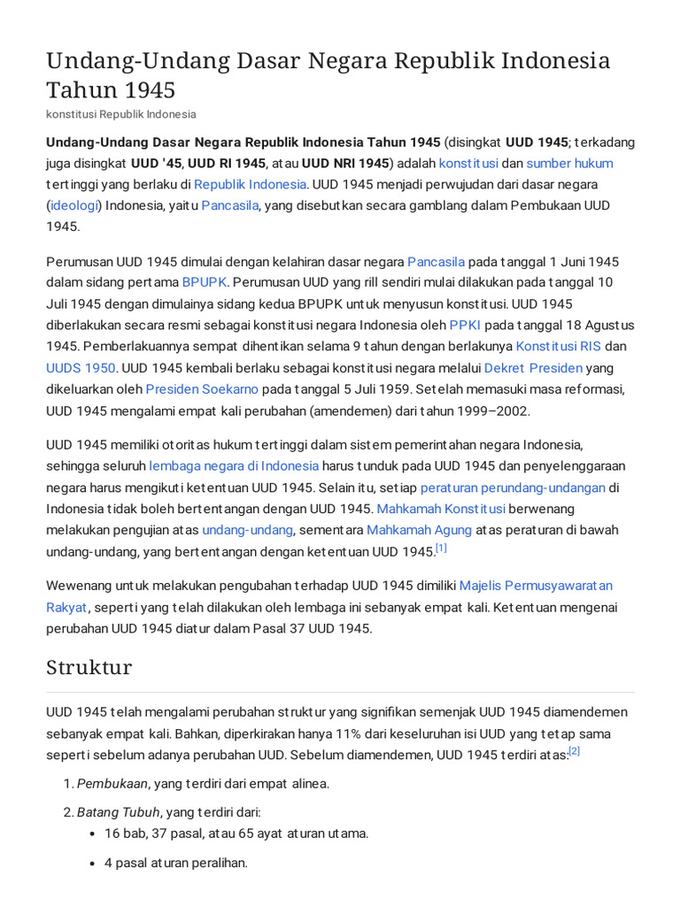 Sejarah dan Struktur UUD 1945 | PDF
