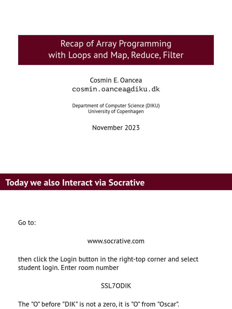 8b Recap Of Array Programming With Loops And Map Reduce Filter Pdf