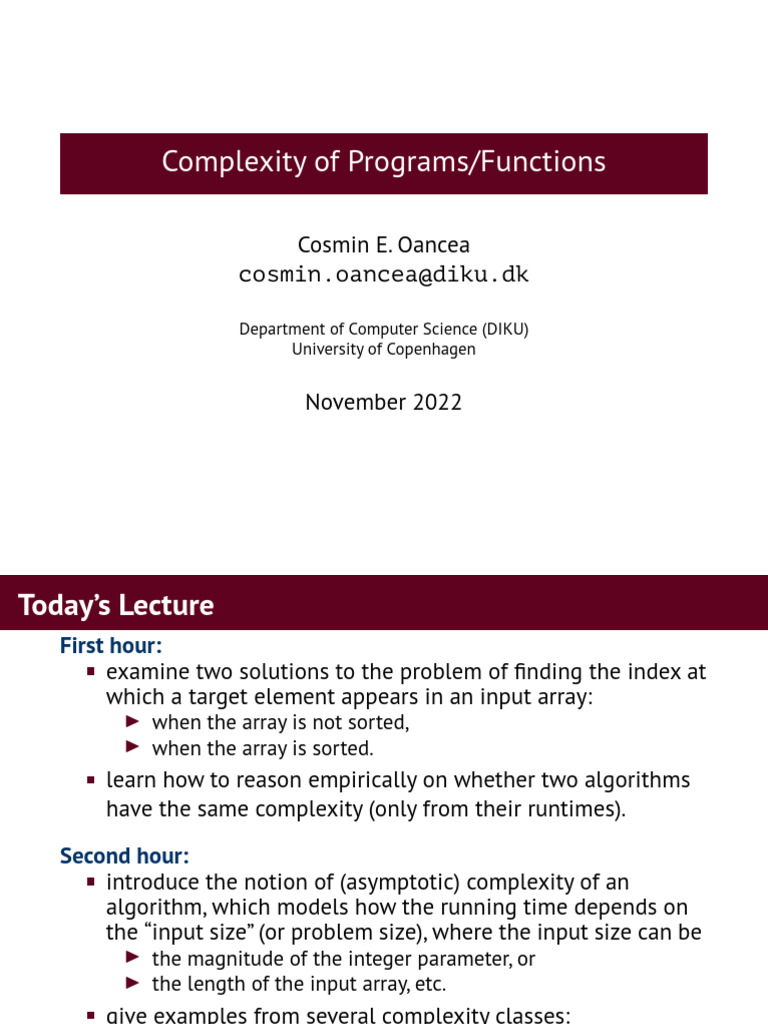 9A Complexity of Programs:Functions | PDF | Computer Programming | Computer Science