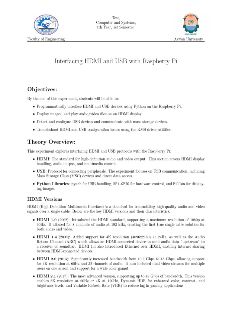 Interface Exp1 Pdf Usb Hdmi