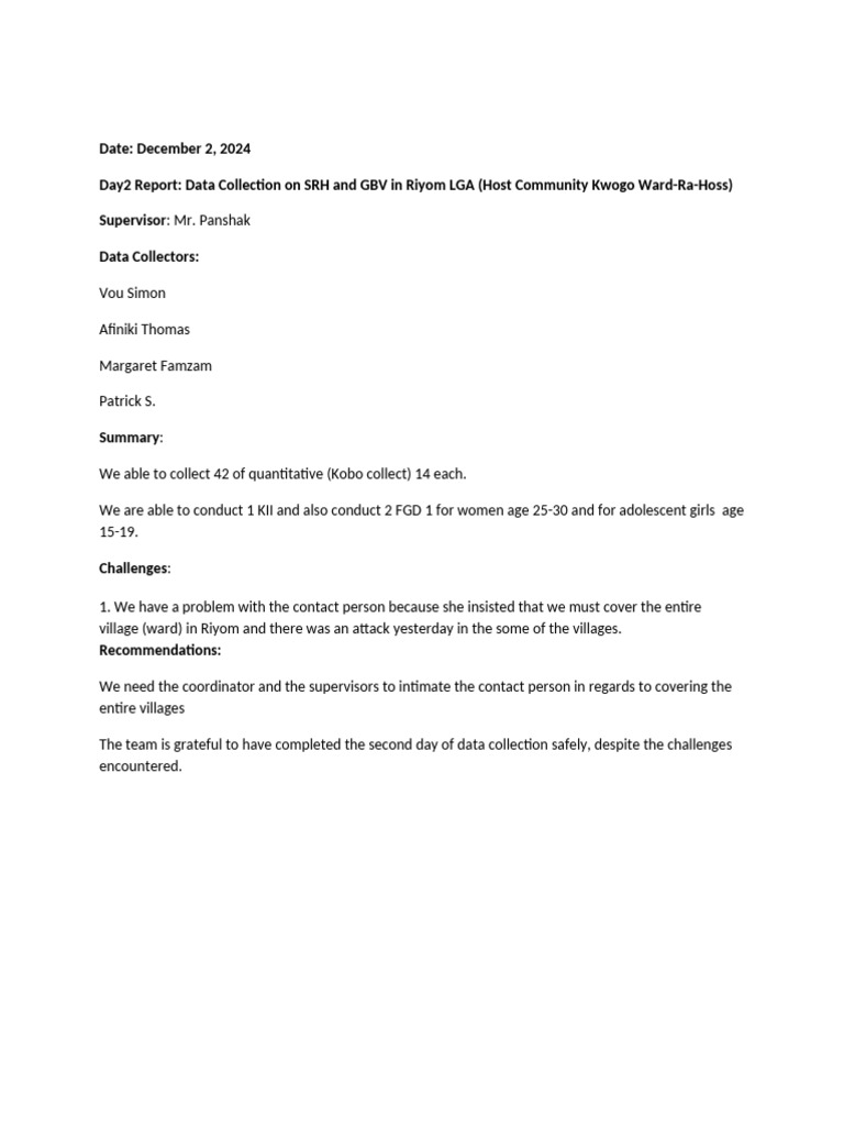 Riyom Report Day 2 | PDF