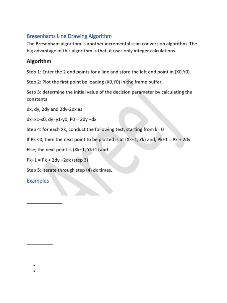 Bresenham's Line Drawing Algorithm | PDF | Mathematical Logic | Algorithms