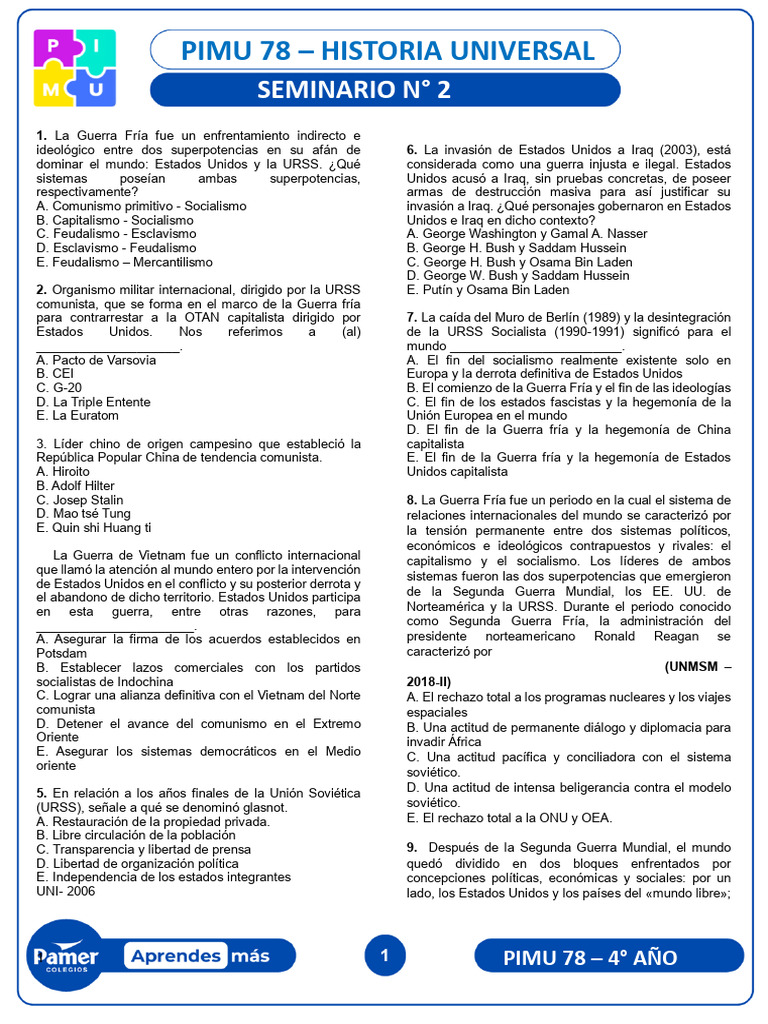 SM2 H.U S4 Sem8 Pimu | PDF | Guerra Fría | Unión Soviética