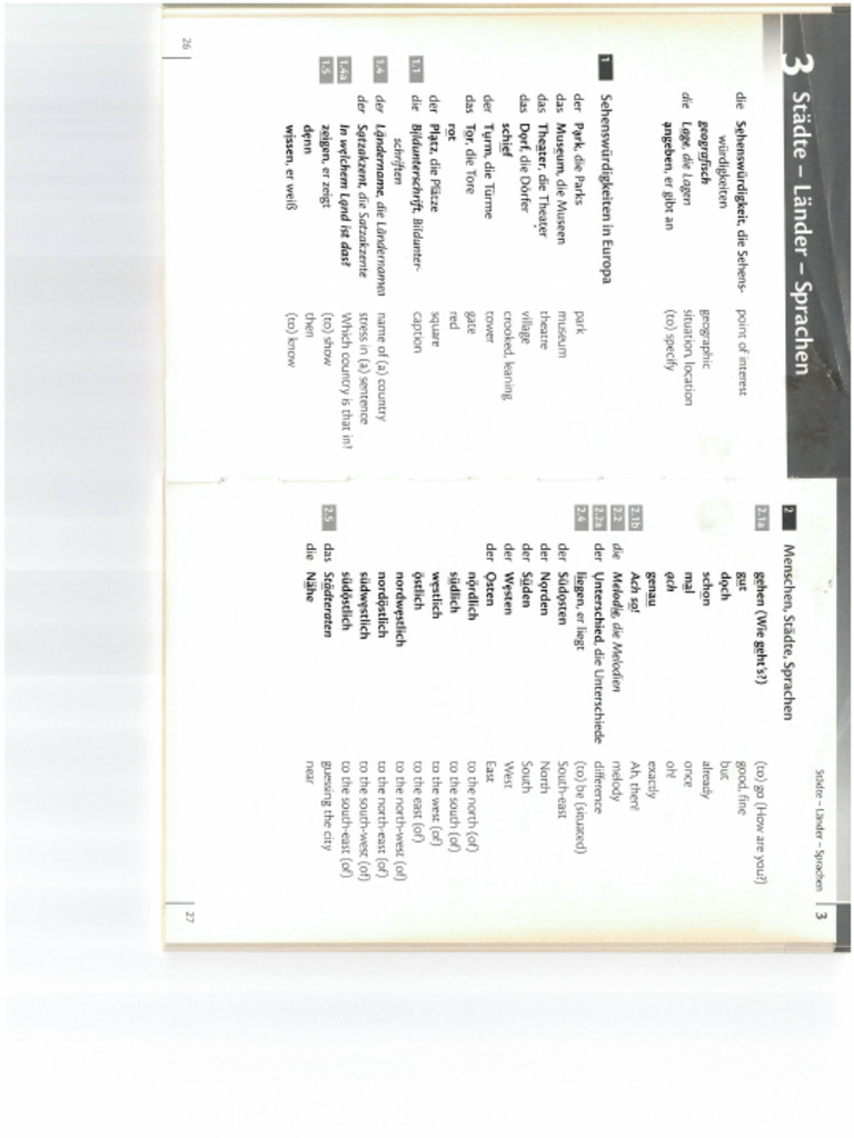 Studio (21) A1 - Vokabelliste Kapitel 3 | PDF