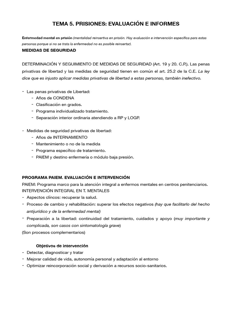 TEMA 5 completo | PDF | Trastorno mental | Prisión
