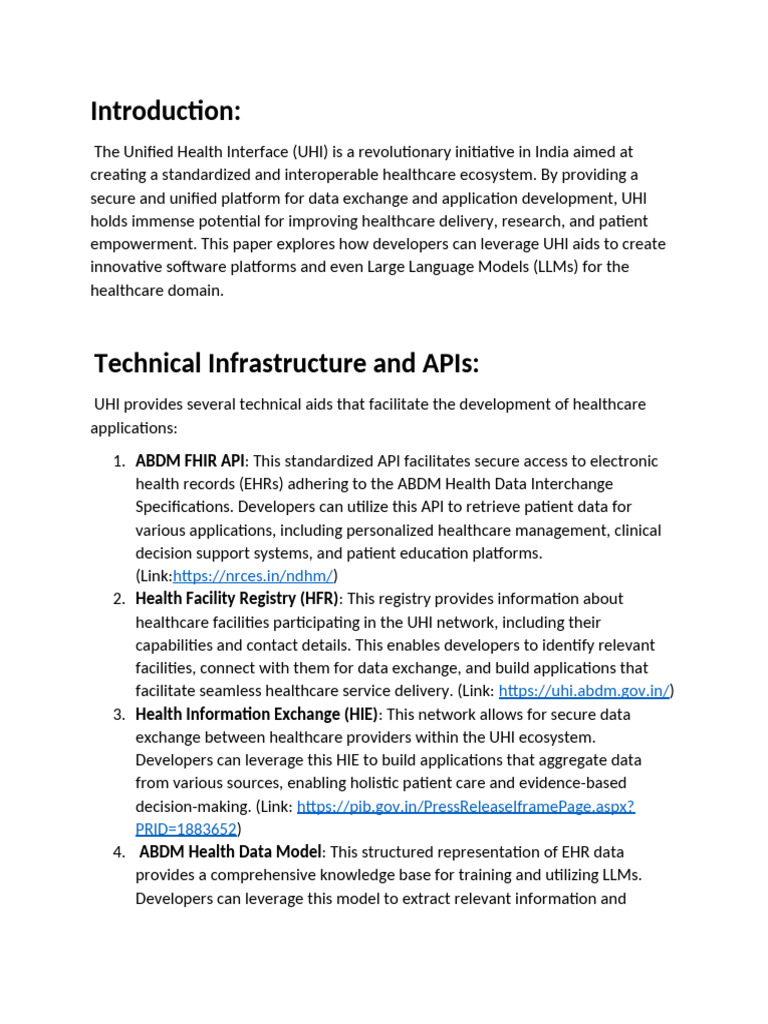 UHI apps and LLM (1) | PDF | Electronic Health Record | Medical Imaging