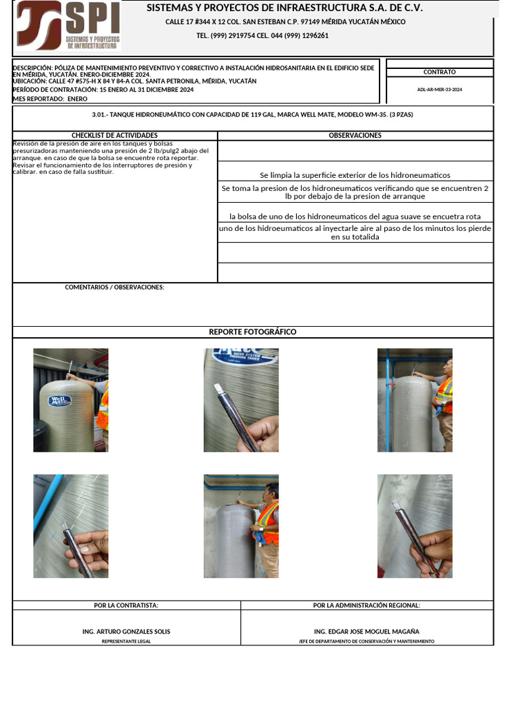 REPORTE ENERO-SEDE Prueba de Hidrante | PDF